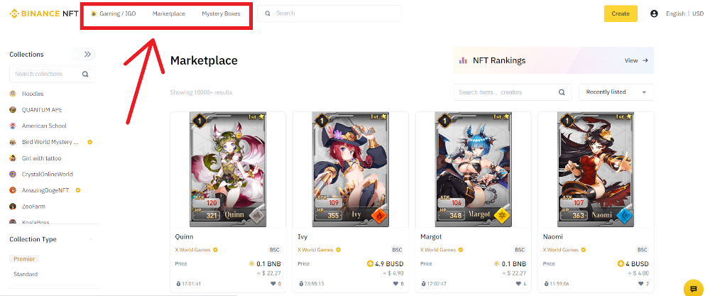 Binance Review NFT marketplace: Friendly interface for sell, buy NFT